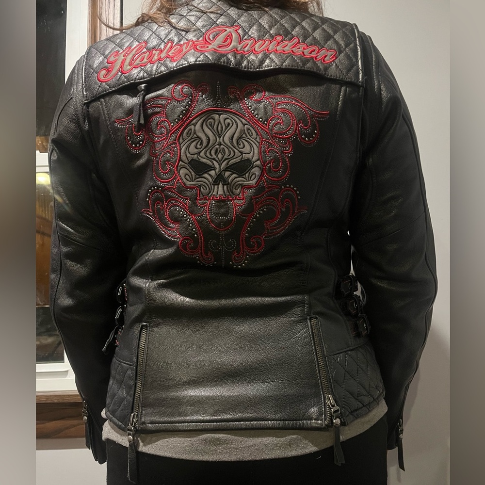 Harley Davidson Leather Skull Motorcycle Jacket - Gem